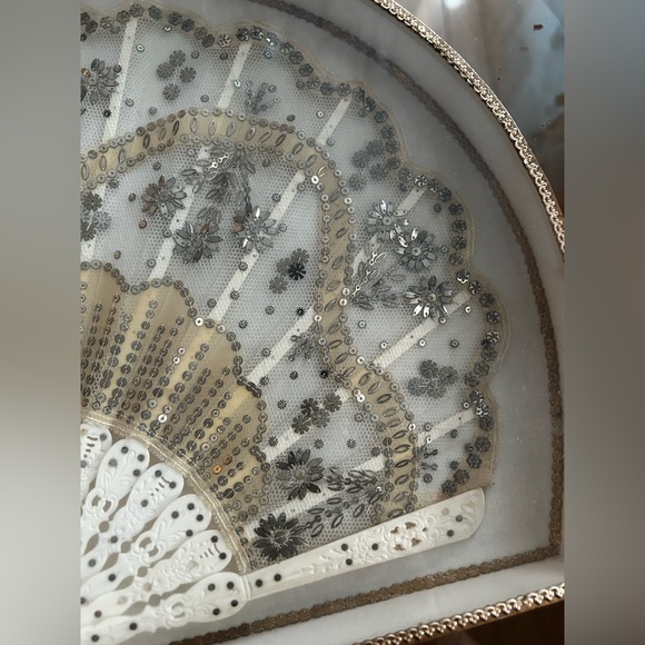 Wall Decor | Stunning 19th Century Fan Sequined Lace Victorian ...